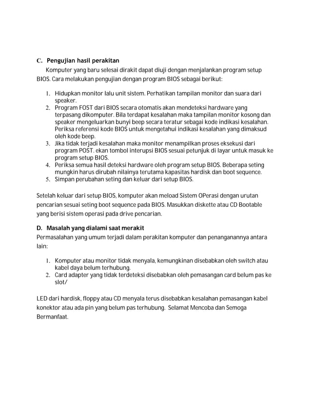 Langkah Langkah Perakitan PC | PDF