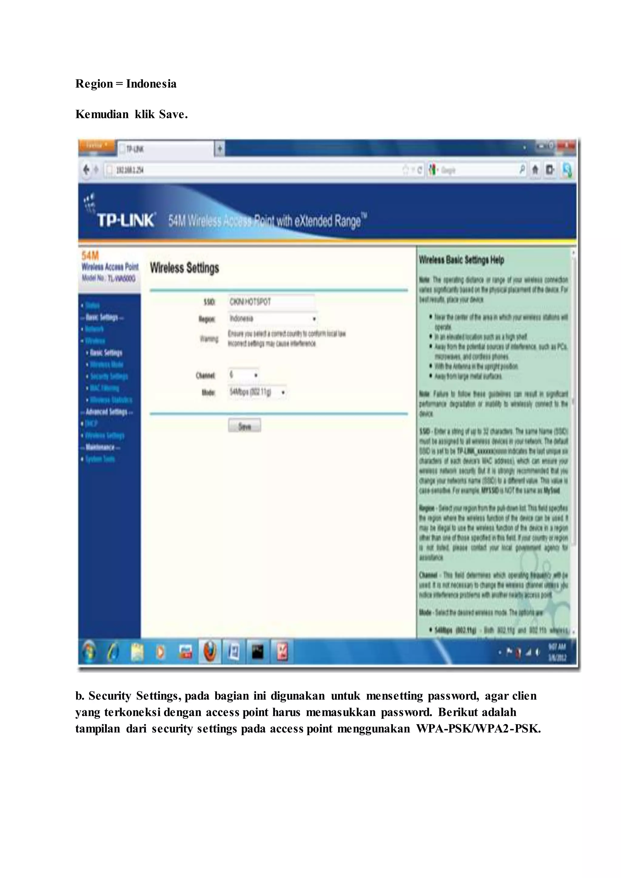Langkah langkah setting access point | DOCX