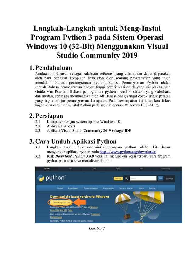 Langkah langkah untuk menginstal program python 3 pada sistem operasi windows 10 (32-bit ...