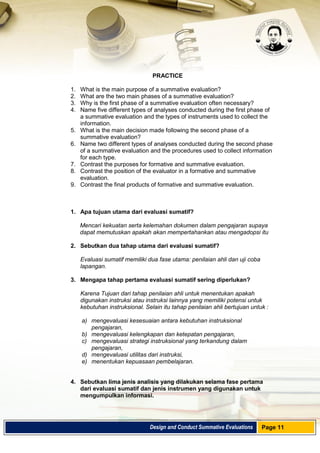 Langkah 10 designing and conducting summative evaluations | PDF