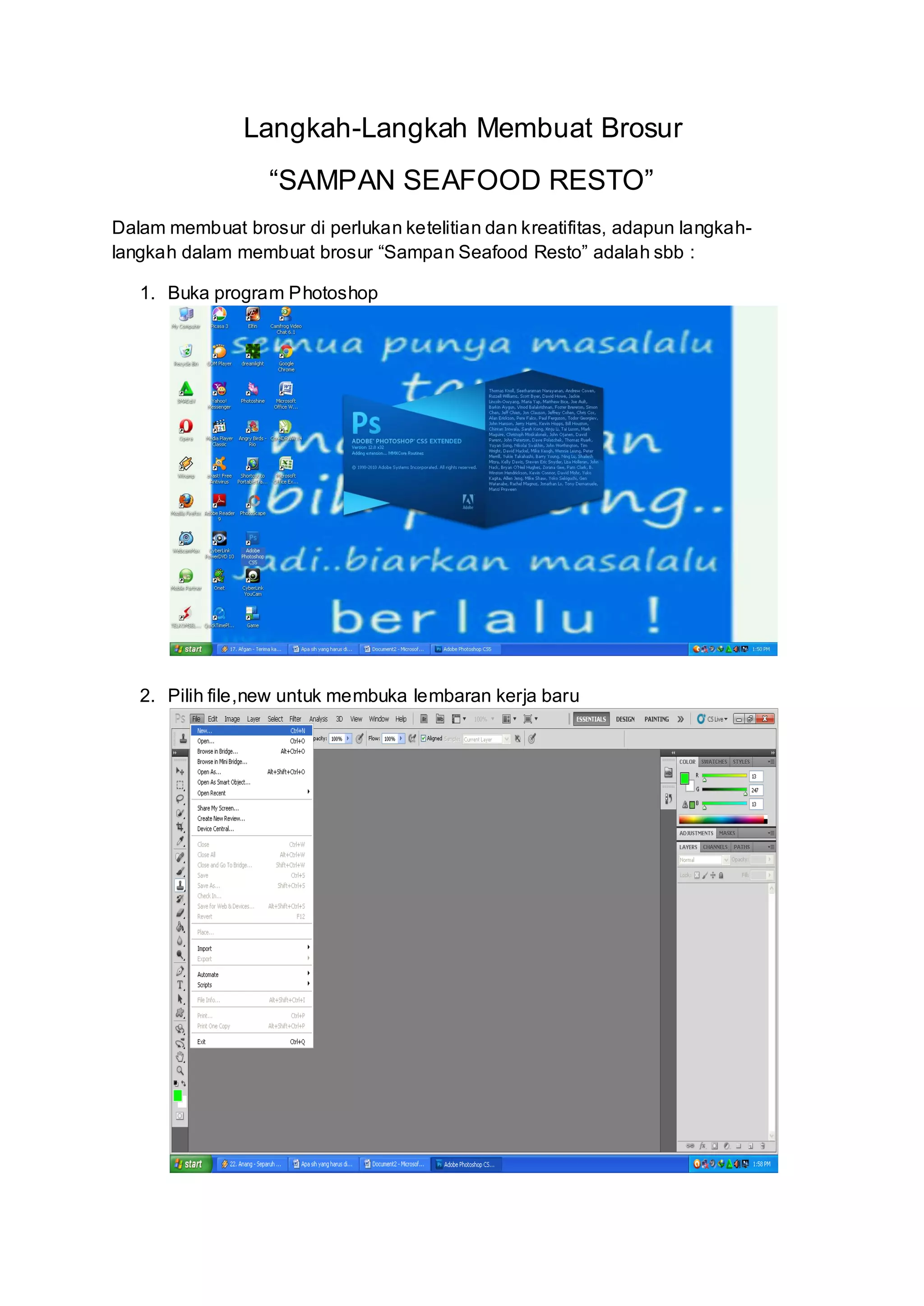 Langkah buat brosur sampan seafood resto | PDF