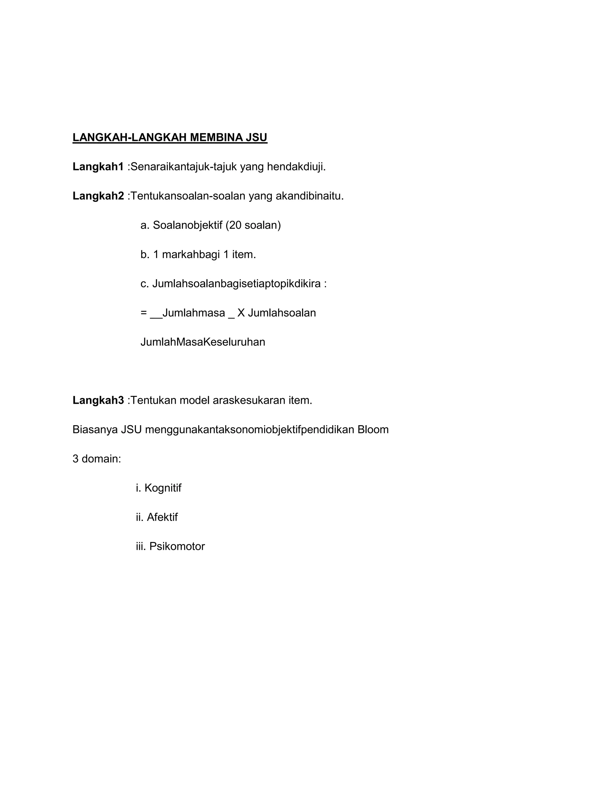 Langkah buat jsu | DOCX