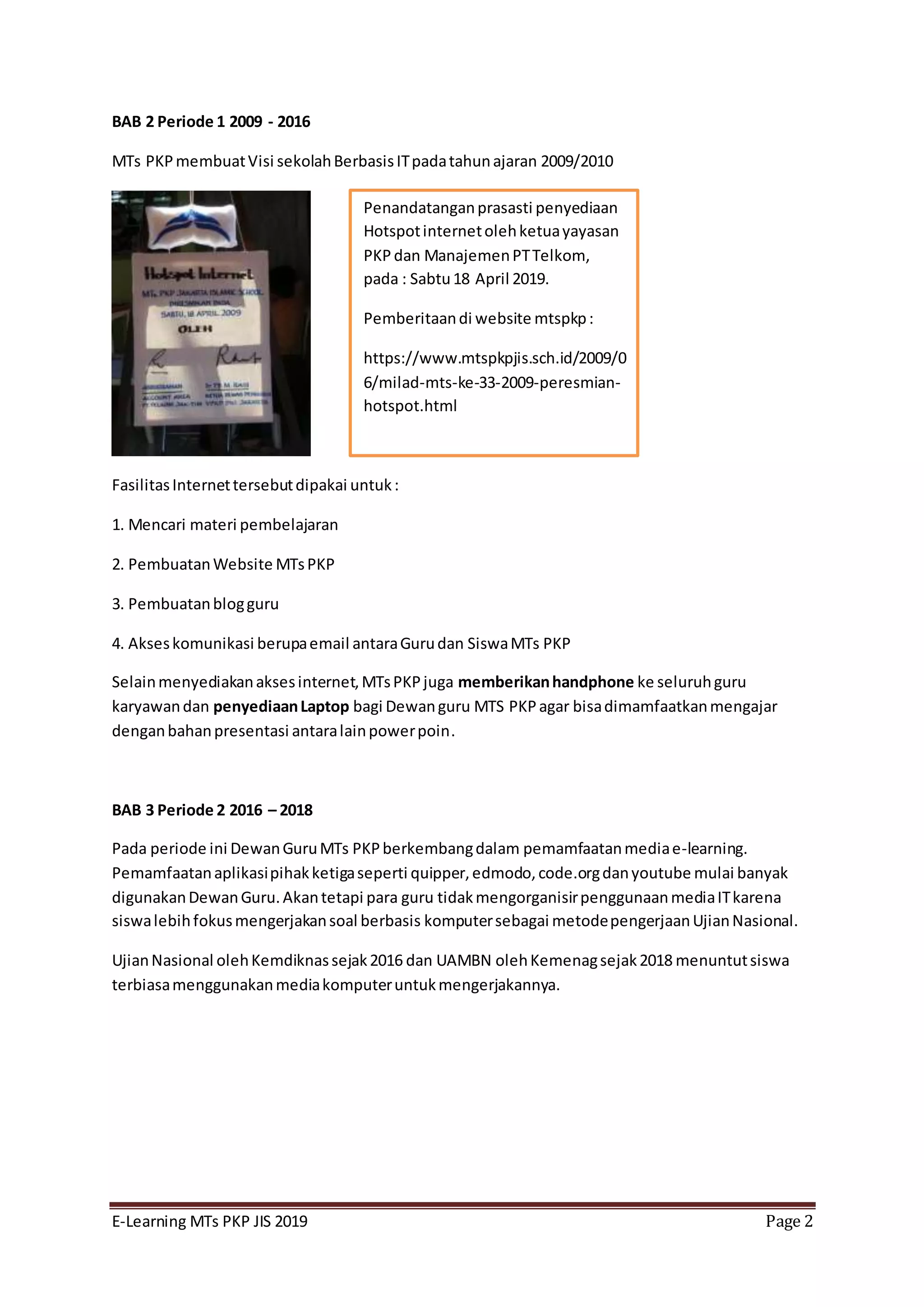 E-Learning Google Classroom MTs PKP Jakarta Islamic School | DOCX