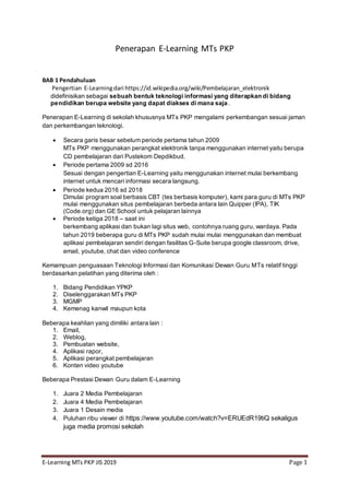 E-Learning Google Classroom MTs PKP Jakarta Islamic School | DOCX