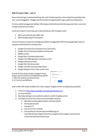 E-Learning Google Classroom MTs PKP Jakarta Islamic School | DOCX