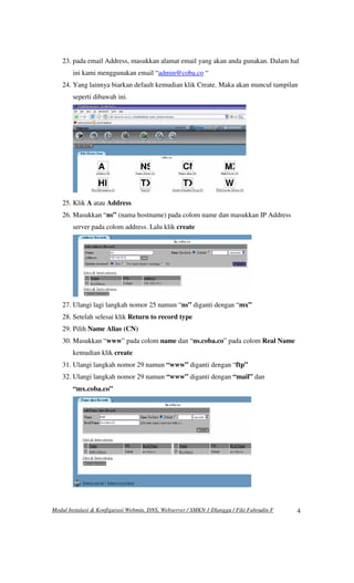 Langkah instalasi webmin, dns, web server | PDF