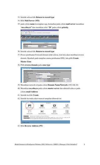 Langkah instalasi webmin, dns, web server | PDF