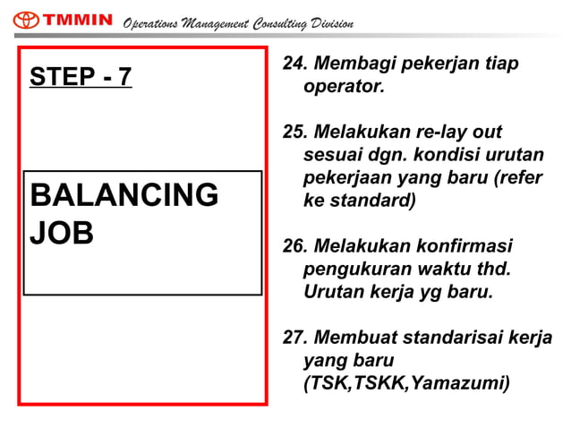 LANGKAH KAIZEN CT di mulai melakukan analisa peta kerja setempat | PPT