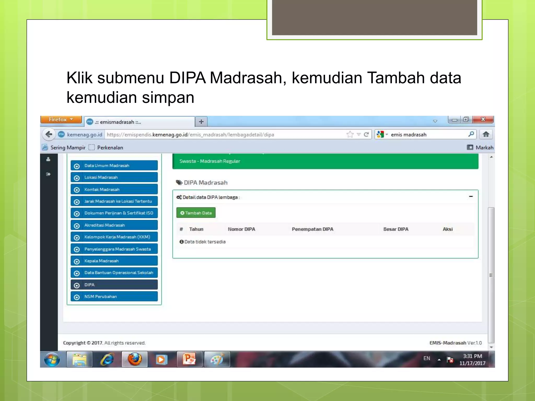 Langkah langkah emis 2017 2018 | PPTX