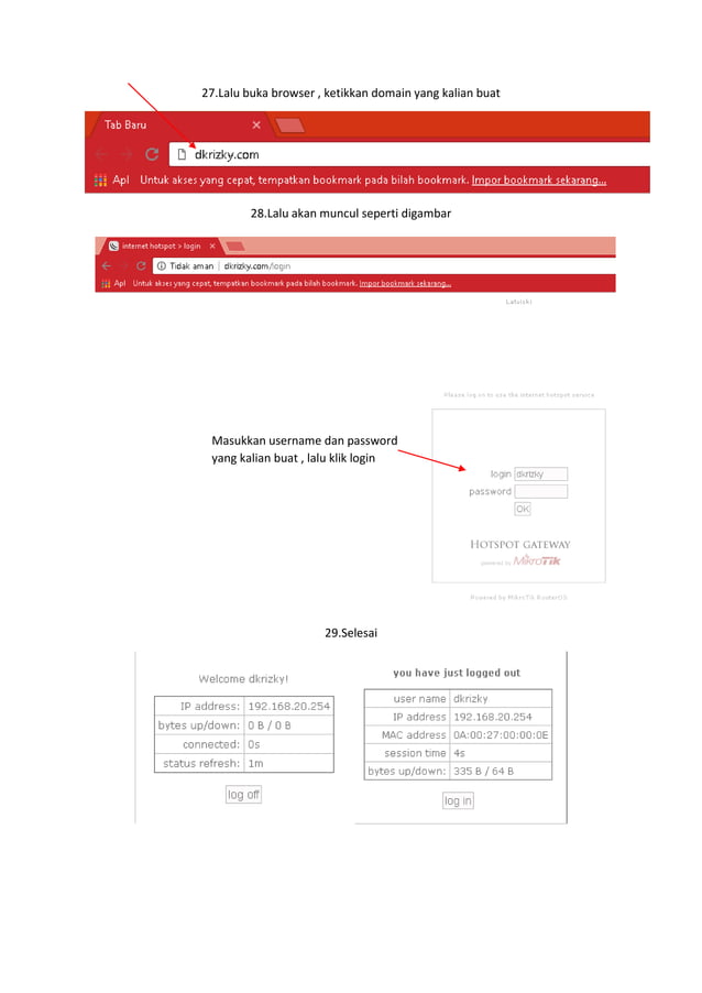 Langkah langkah membuat hotspot MikroTik di virtualbox | PDF