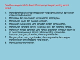 Langkah – langkah penelitian deskriptif | PPTX