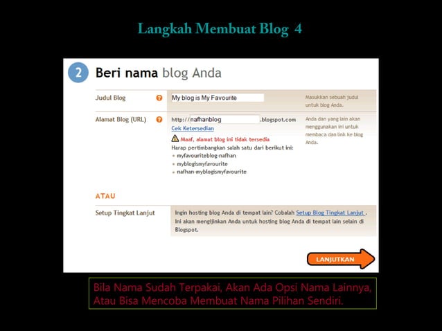 Langkah membuat blogspot | PPT