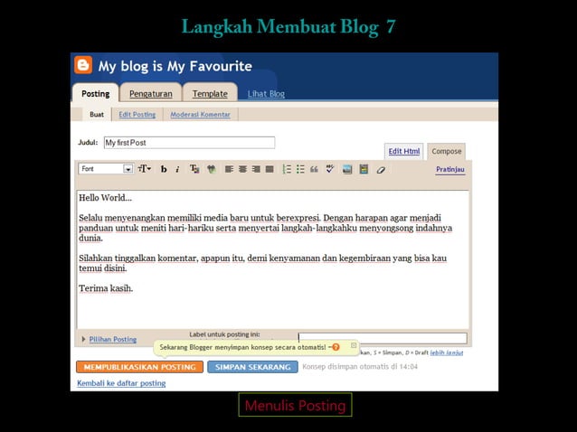 Langkah membuat blogspot | PPT