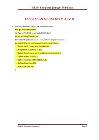 Langkah membuat dhcp server | PDF