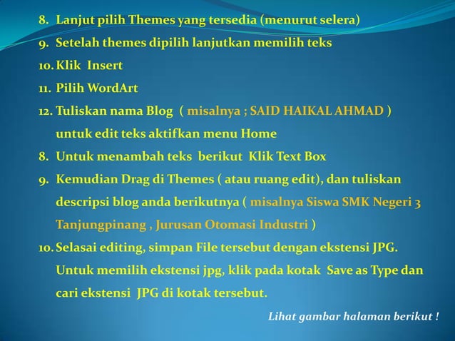 Langkah membuat gambar untuk header | PPTX