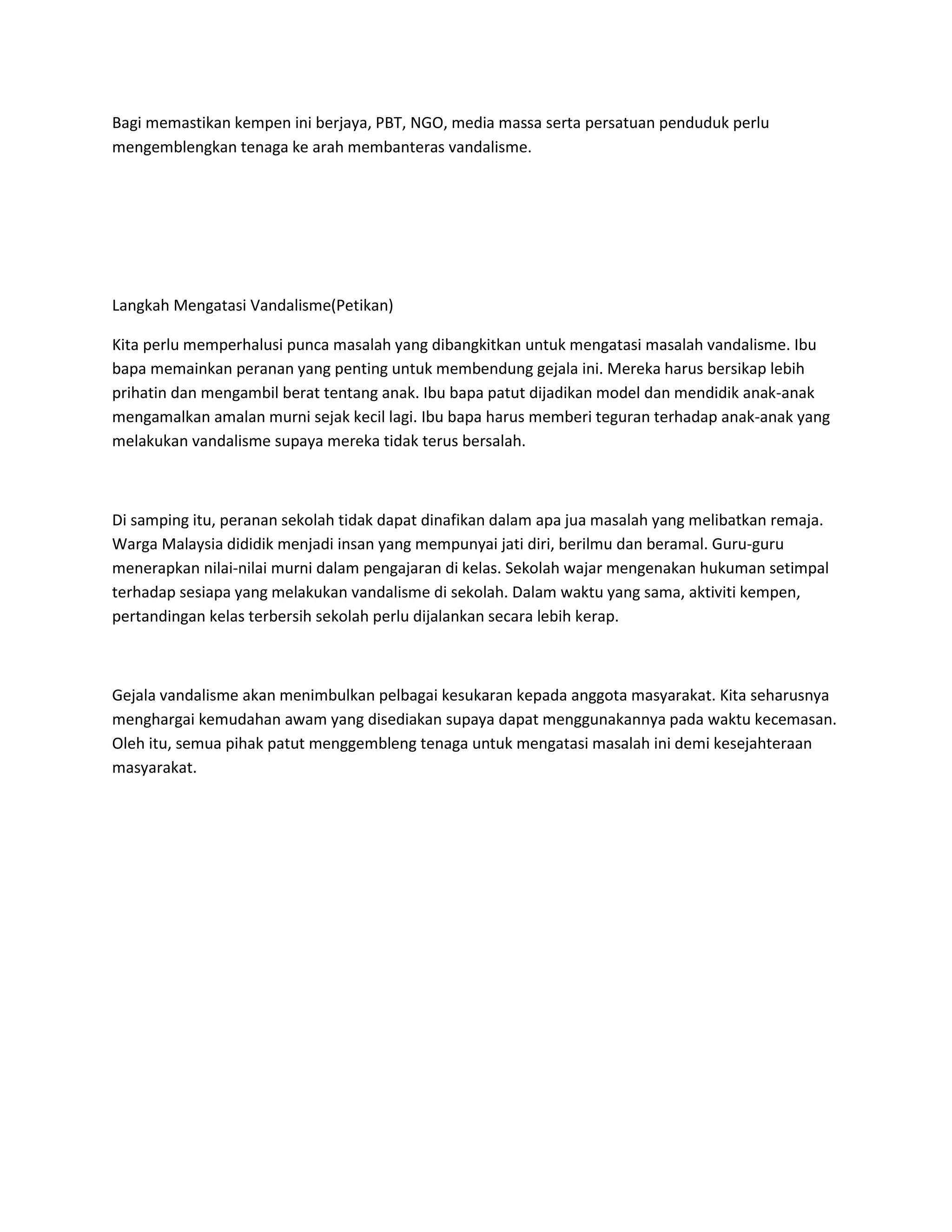 Langkah mengatasi vandalisme | DOCX