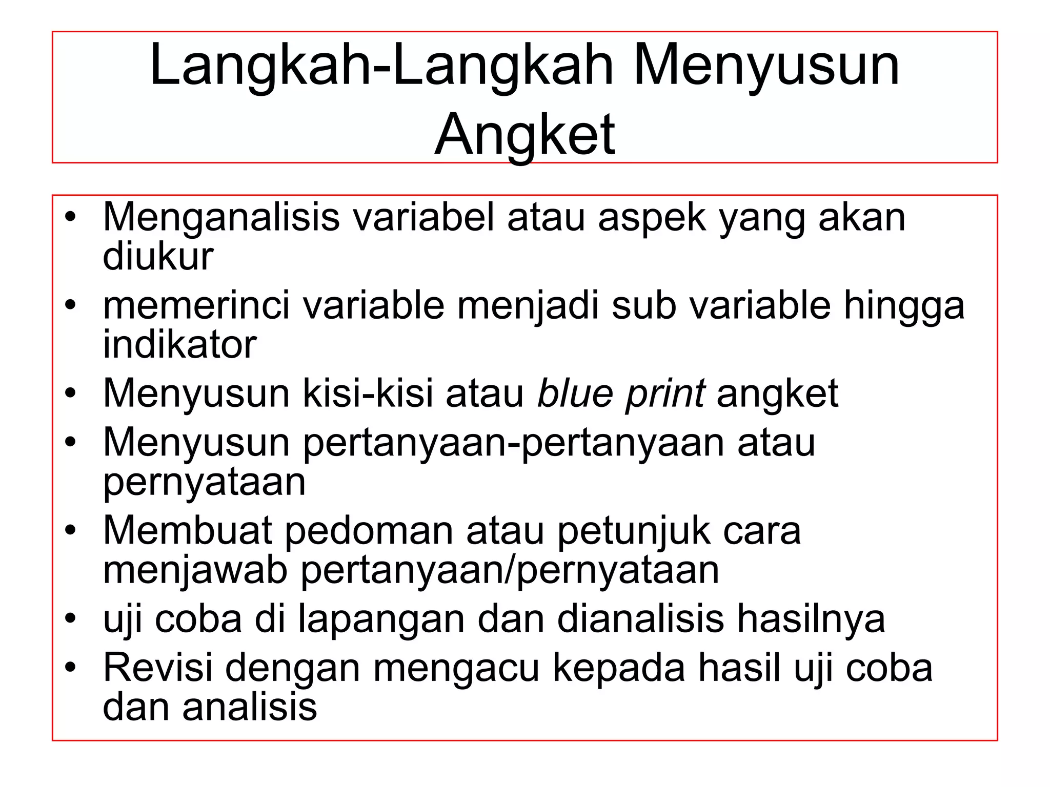 Langkah menyusun instrumen pengump data | PPTX