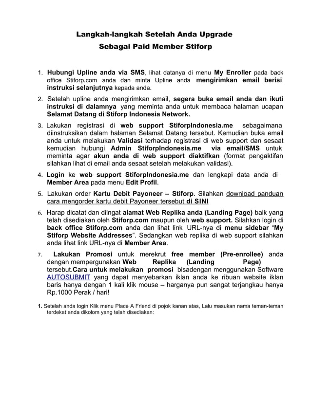 Langkah penting setelah upgrade Stiforp Profits | PDF