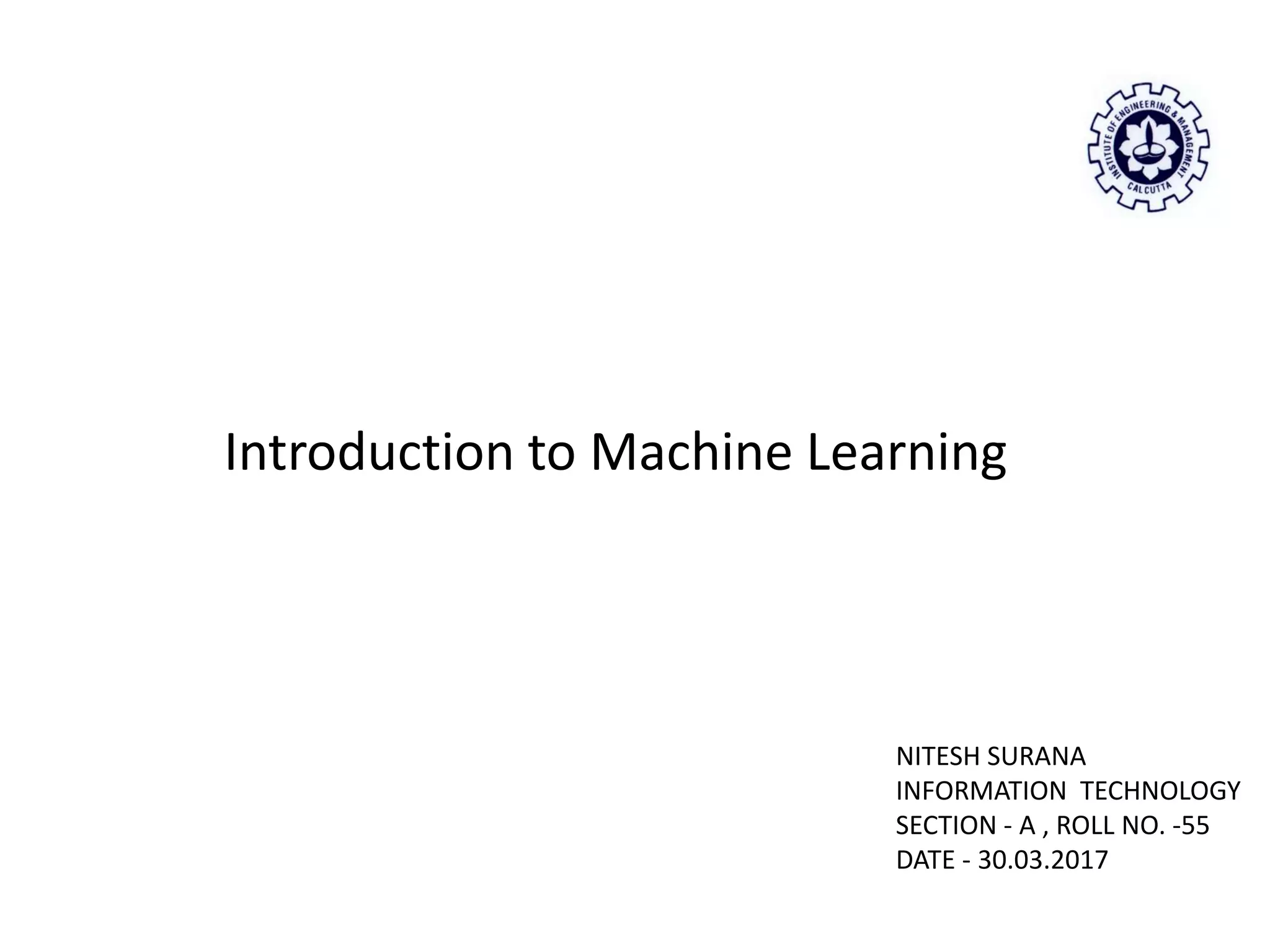 10 Slide Intro to ML | PDF