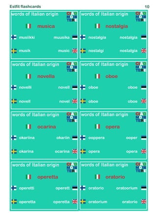 Langlete flashcards similar words of italian origin | PDF