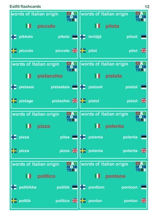 Langlete flashcards similar words of italian origin | PDF