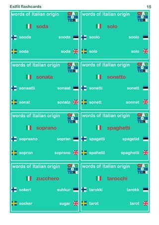 Langlete flashcards similar words of italian origin | PDF