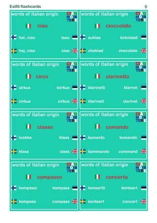 Langlete flashcards similar words of italian origin | PDF