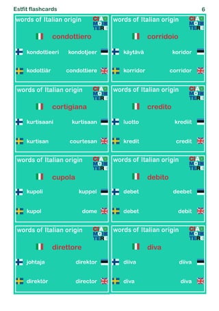 Langlete flashcards similar words of italian origin | PDF
