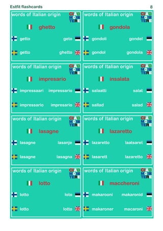 Langlete flashcards similar words of italian origin | PDF