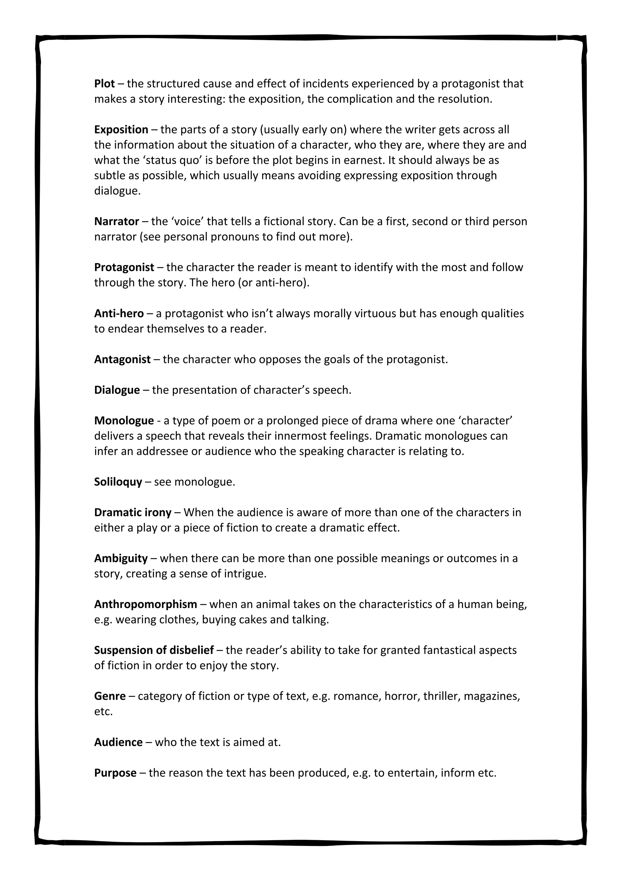 A-Level English Glossary | PDF