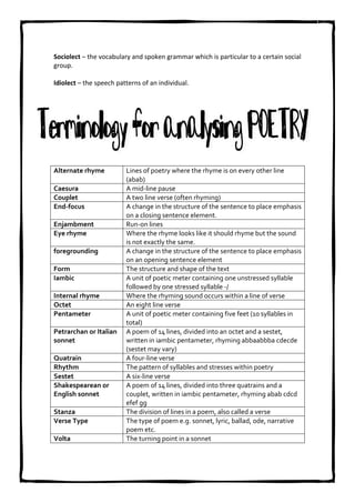 A-Level English Glossary | PDF