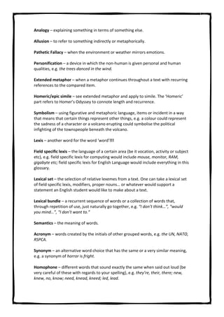 A-Level English Glossary | PDF
