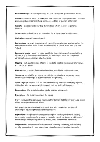 A-Level English Glossary | PDF