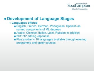 REFLESS Project - Languages at Soton - stages and structures | PDF