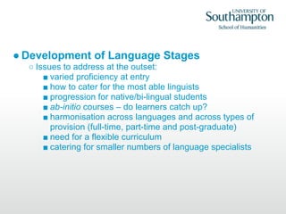 REFLESS Project - Languages at Soton - stages and structures | PDF