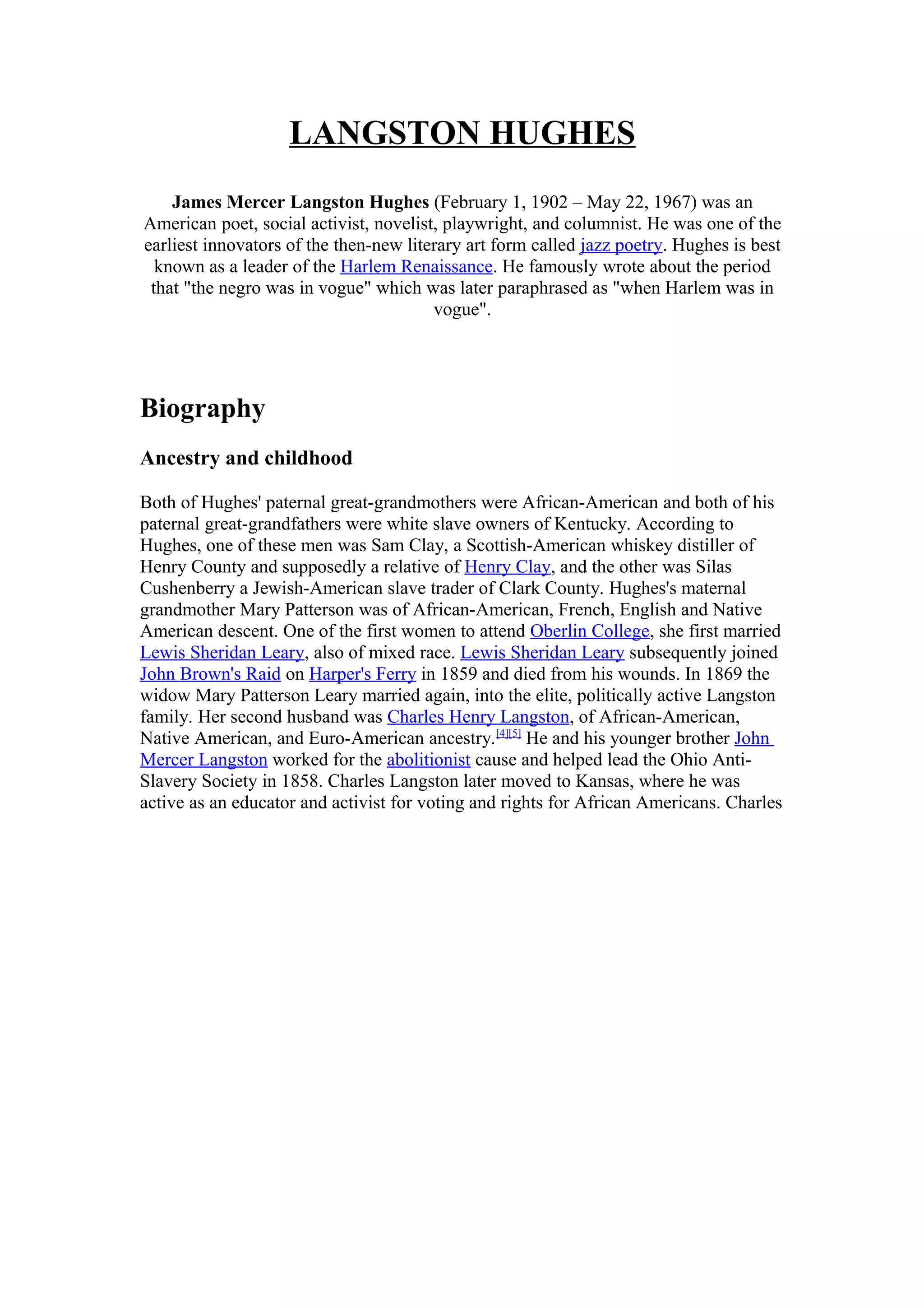 Langston hughes | DOC