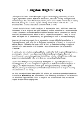 Langston Hughes Essays | PDF