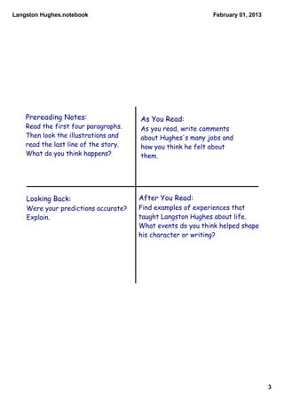 Langston hughes prereading | PDF
