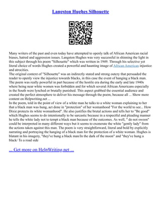 Langston Hughes Silhouette | PDF