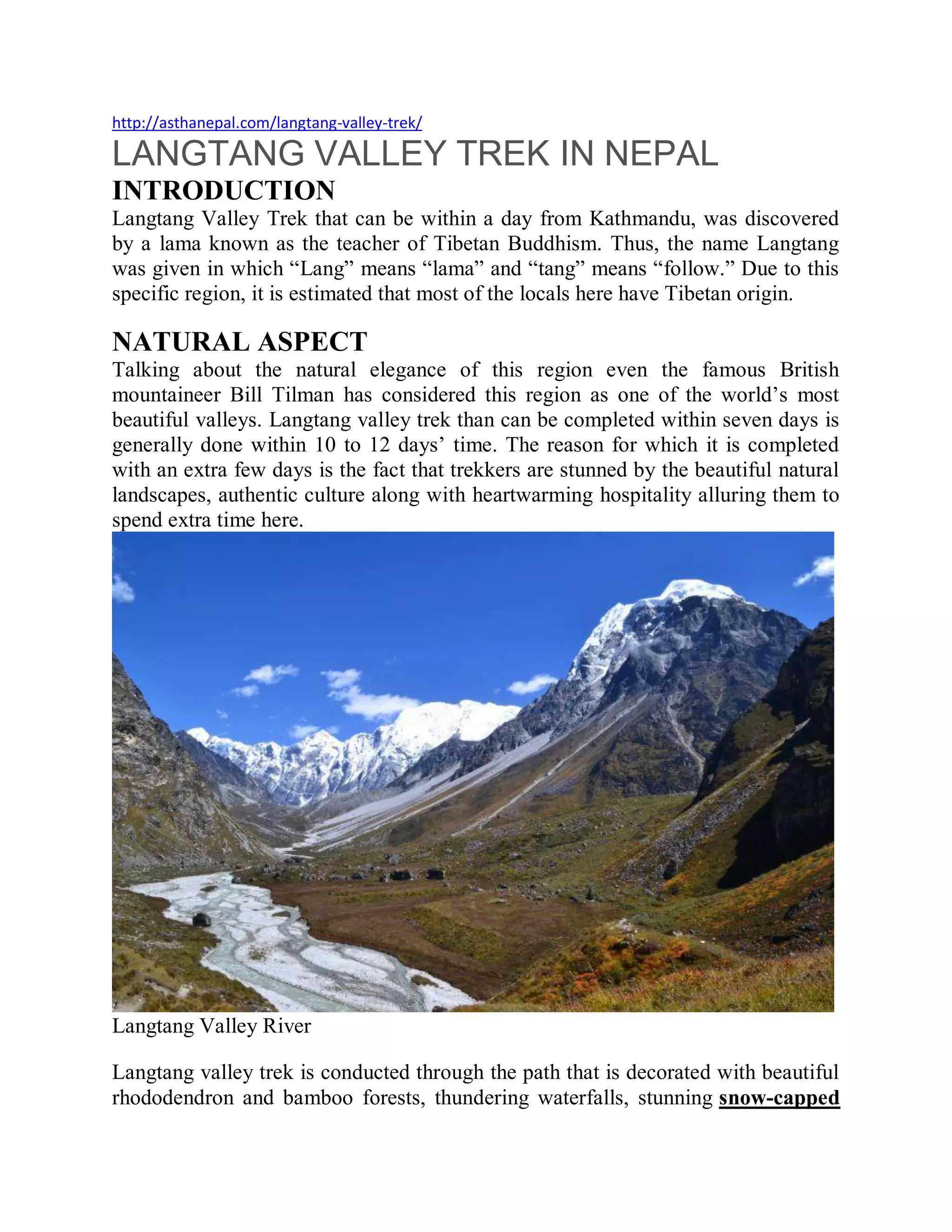 LANGTANG VALLEY TREK IN NEPAL | PDF