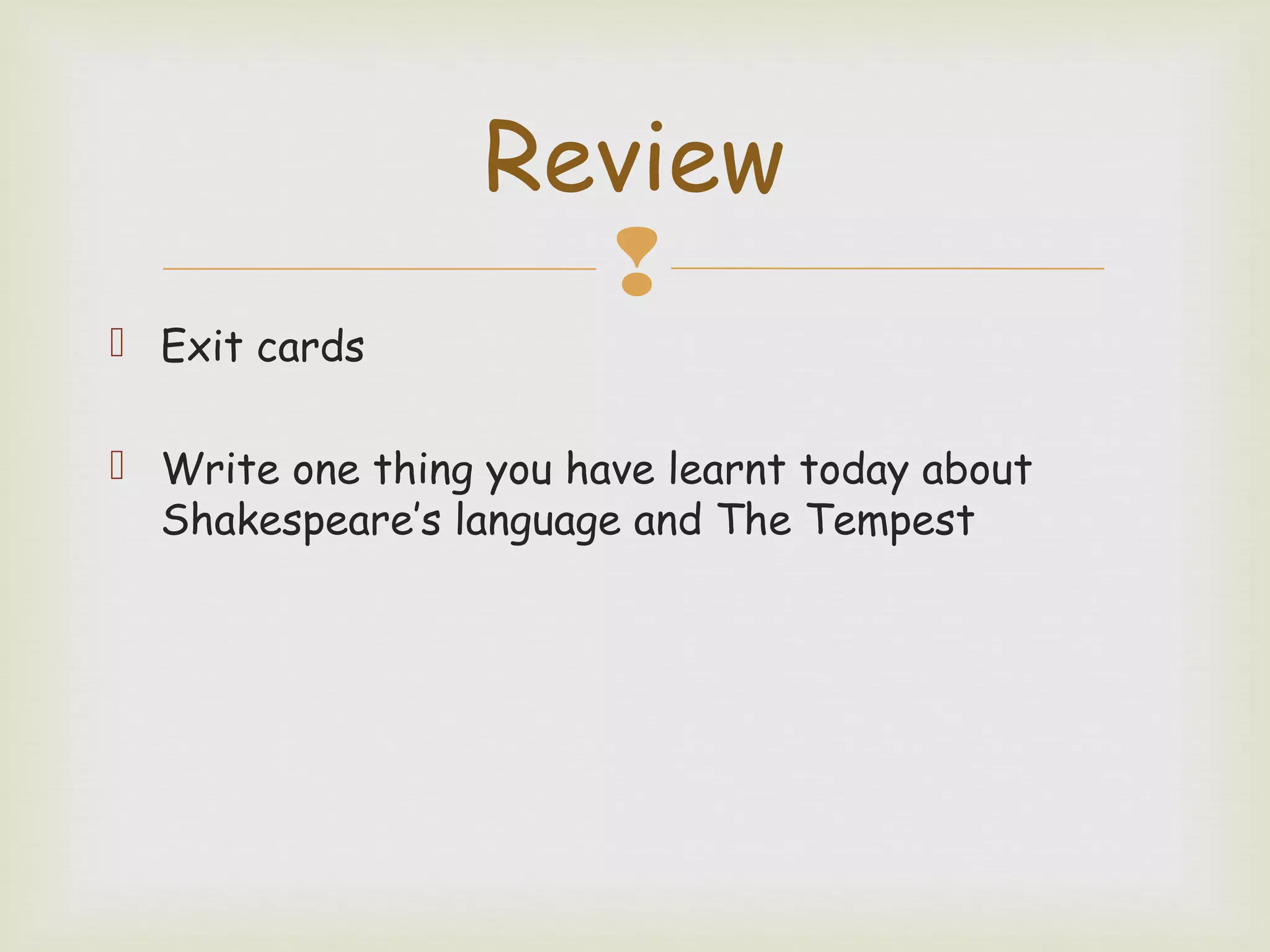 Introduction to Language: The Tempest | PPT