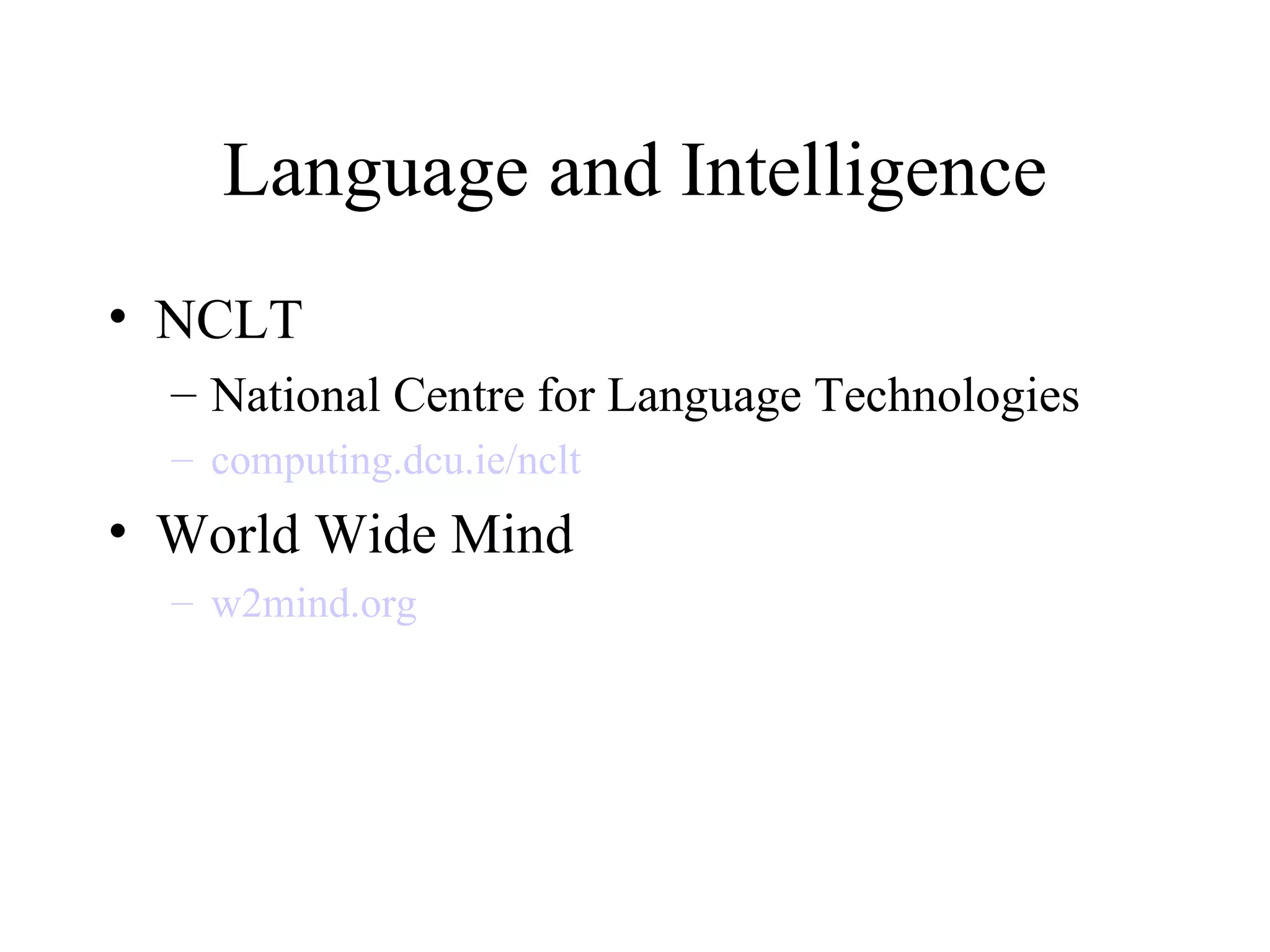 Language and Intelligence | PPT