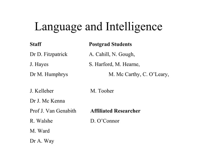 Language and Intelligence | PPT