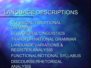 Language description (Applied Linguistics) | PPT