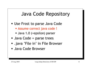 Language-Independent Detection of Object-Oriented Design Patterns | PDF