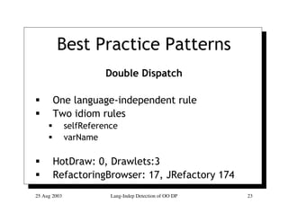 Language-Independent Detection of Object-Oriented Design Patterns | PDF