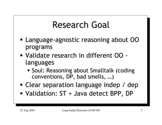 Language-Independent Detection of Object-Oriented Design Patterns | PDF