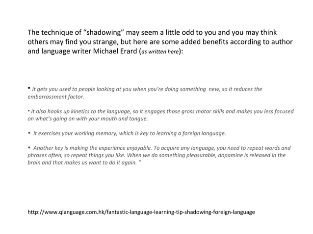 Fantastic Foreign Language Learning Technique - Shadowing | PPT | Home & Garden
