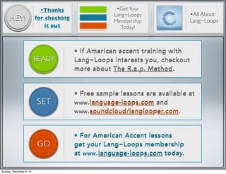 A Detailed Introduction: American Accent Training with Language~Loops | PDF