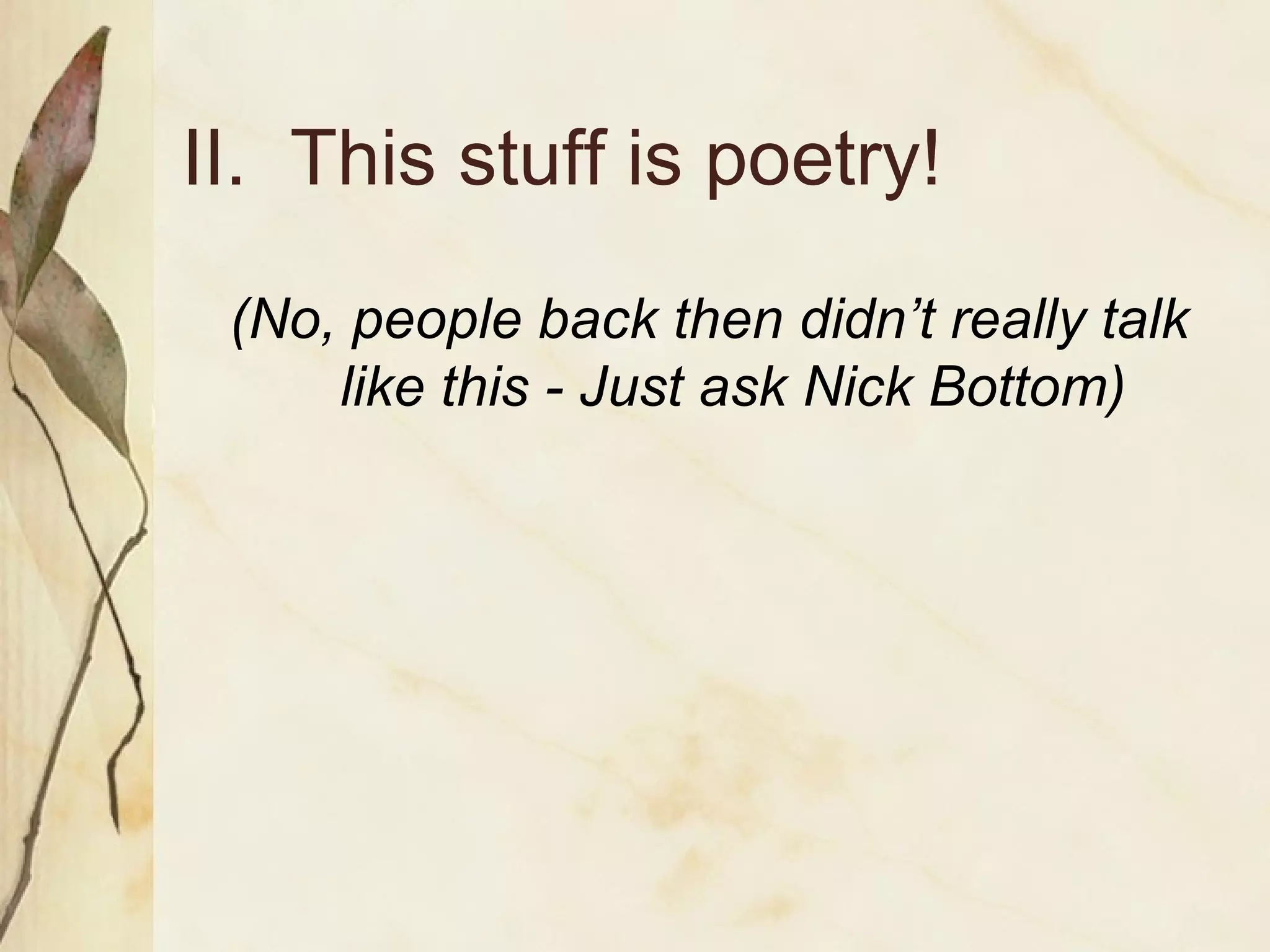 Language of Elizabethan Drama | PPT